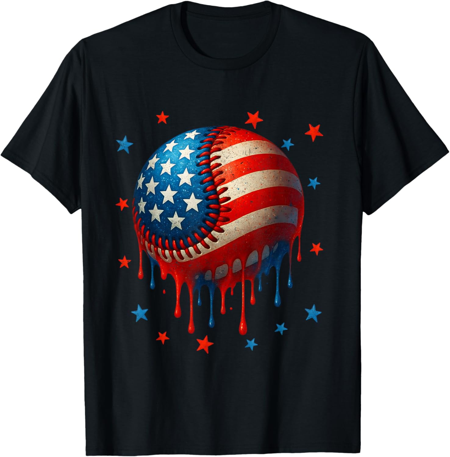 DOPASHIRT Baseball Drip 4Th Of July Patriotic Usa American Flag T-Shirt ...