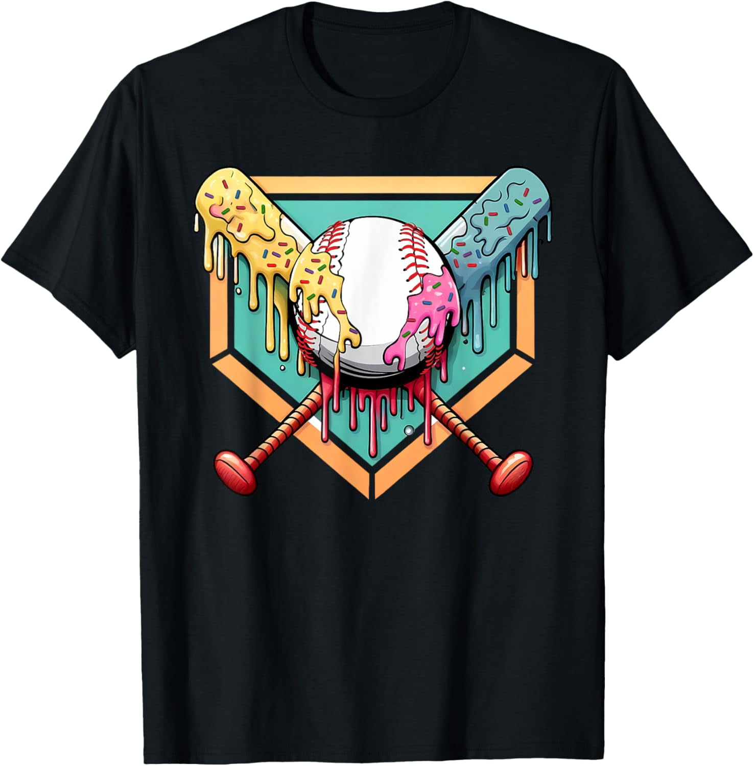 DOPASHIRT Baseball Drip Boys Home Plate Sports Respect The Drip T-Shirt ...