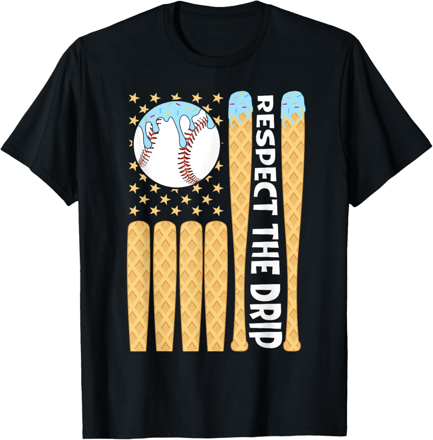 DOPASHIRT Baseball Drip Boys Ice Cream American Flag Respect The Drip T ...