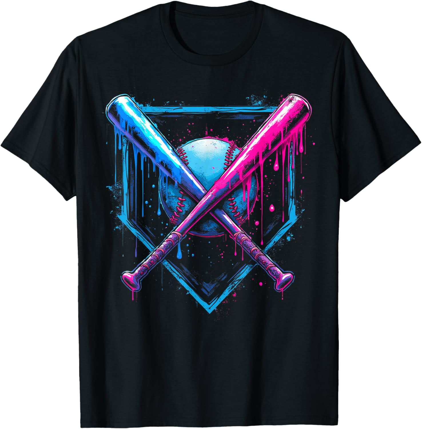 DOPASHIRT Baseball Home Plate Drip Boys Baseball Bat, Baseball Drip T ...