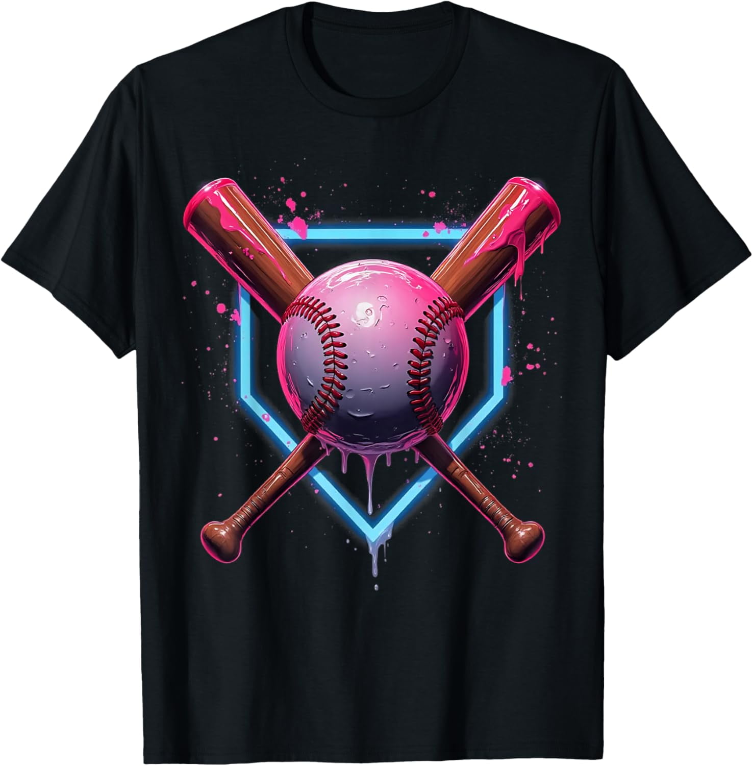DOPASHIRT Baseball Home Plate Drip Boys Baseball Bat, Baseball Drip T ...
