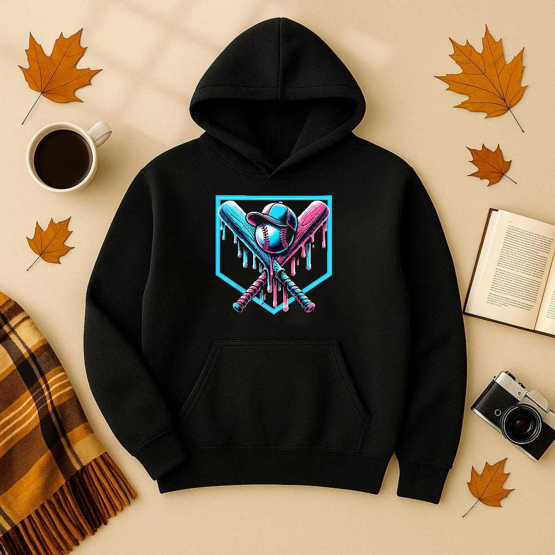 DOPASHIRT Baseball Home Plate Drip Boys Baseball Bat Hoodie Outdoor ...