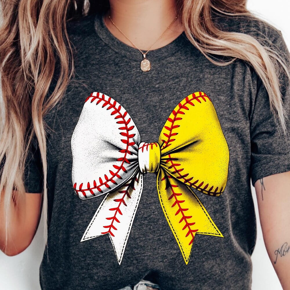 DOPASHIRT Baseball Softball Bow Design Shirt, Sports-Themed Bow Clipart ...