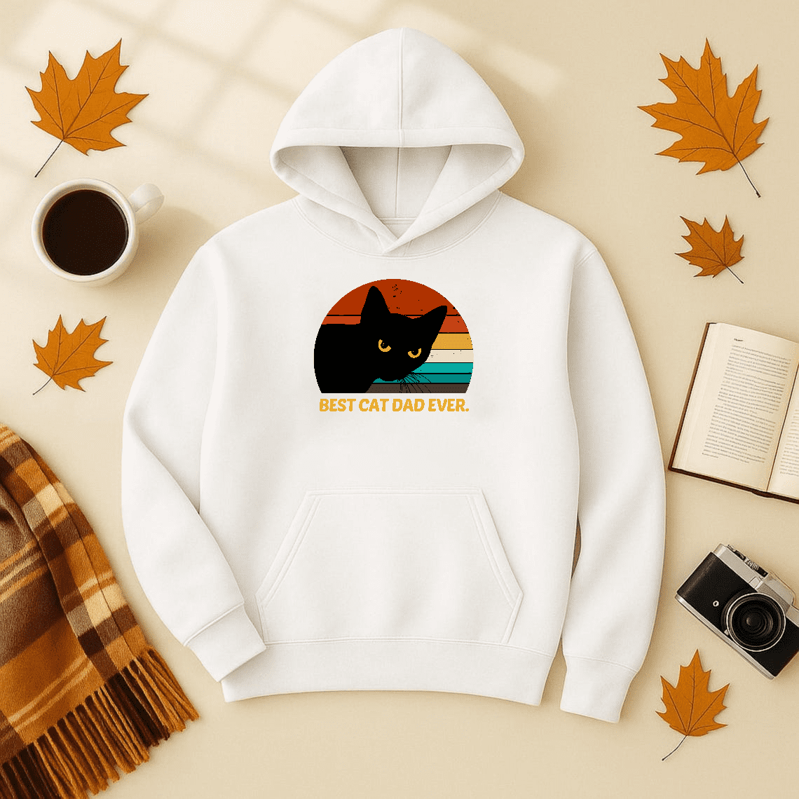 DOPASHIRT Best Cat Dad Ever Funny Black Cat Lovers Gift Hoodie Vintage Men'S Cotton Hoodie ...