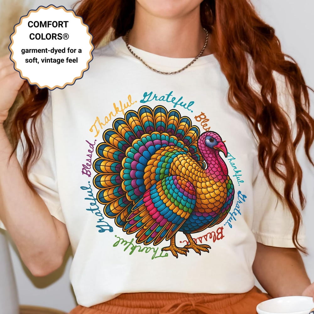 DOPASHIRT Blessed Thankful Grateful Turkey Shirt Ivory Thanks.Giving ...