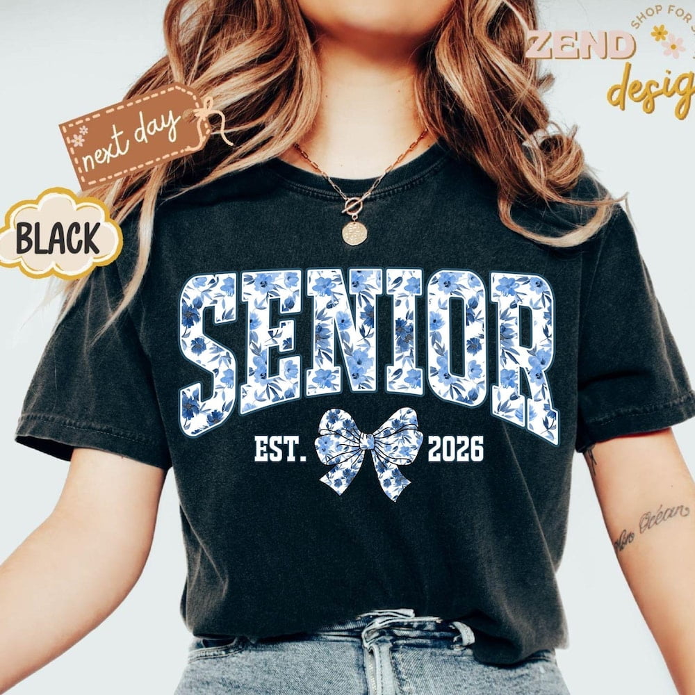 DOPASHIRT Blue Bow 2026 Senior Coquette Shirt, Floral Senior 2026 Shirt ...