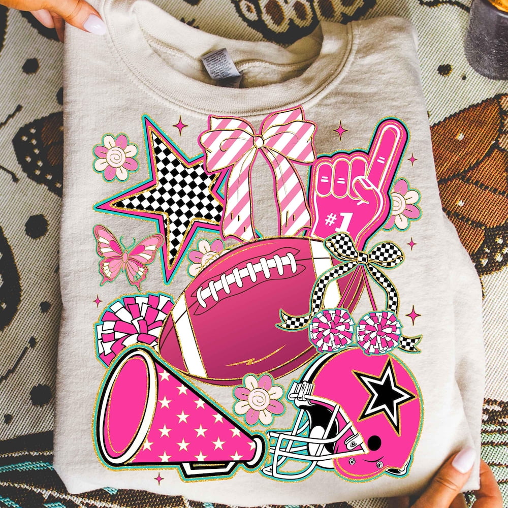 DOPASHIRT Blue Gold Football Cheer Coquette Bow Cheer Season Graphic ...
