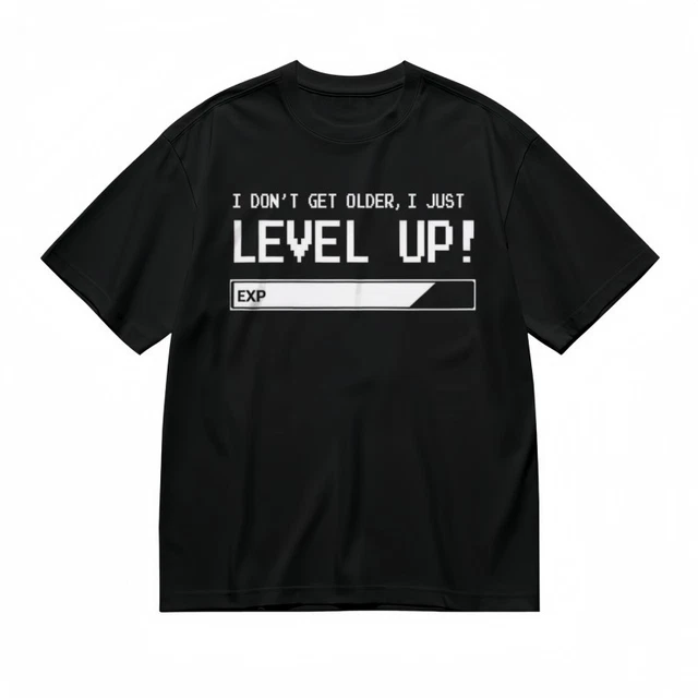 DOPASHIRT Bold Level Up Pixel Art Text With Xp Bar Graphic Unisex S-5XL ...