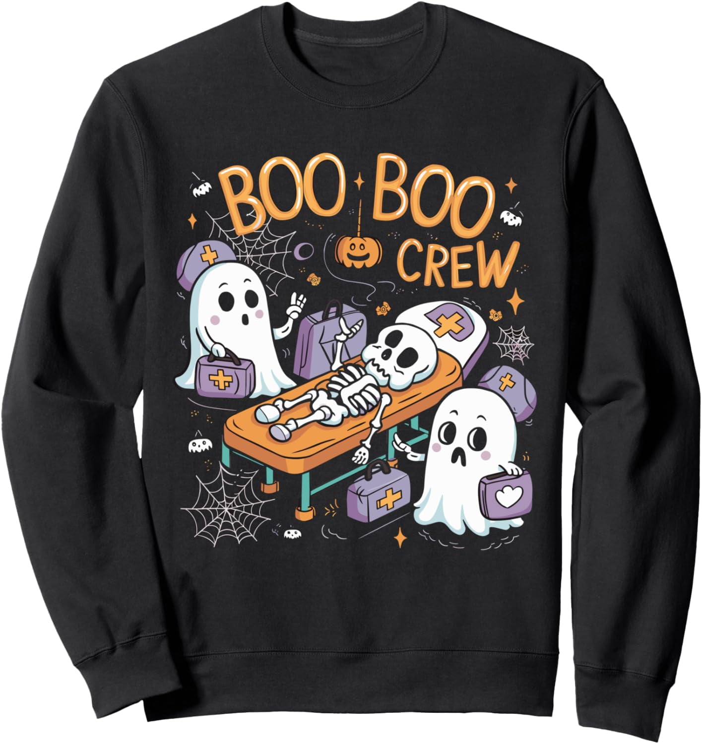 DOPASHIRT Boo Crew Hal.Low.Een Nurse Ghost Skeleton Funny Sweatshirt ...