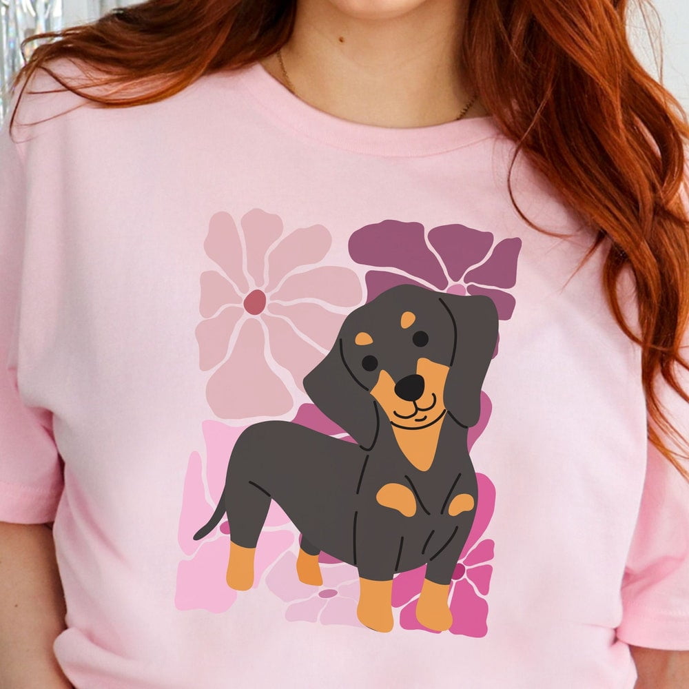DOPASHIRT Botanical Dachshund Shirt, Cute T- Shirt For Doxie Mom ...