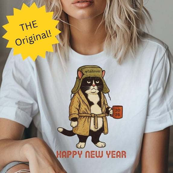 DOPASHIRT Cat New Year 2026 Shirt Happy New Year Grumpy Cat Theme ...