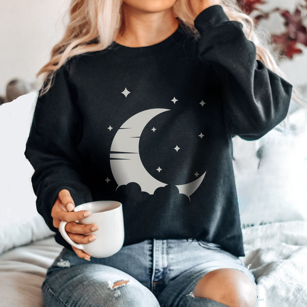 DOPASHIRT Celestial Sweatshirt, Moon And Stars Sweatshirt, Starry Night ...