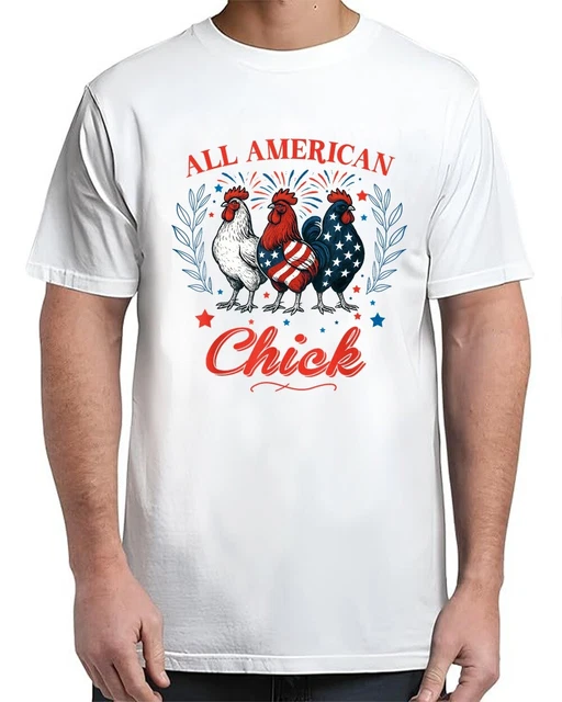DOPASHIRT Chick Red White Blue Chicken 4Th Of July Mens T-Shirt Unisex ...