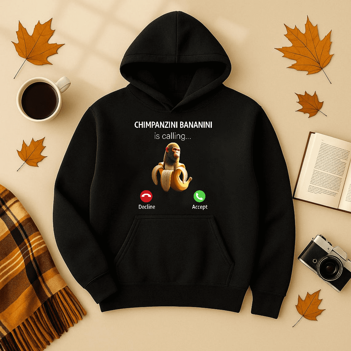 DOPASHIRT Chimpanzini Bananini Calling Brainrot Italian Brainrot Hoodie ...