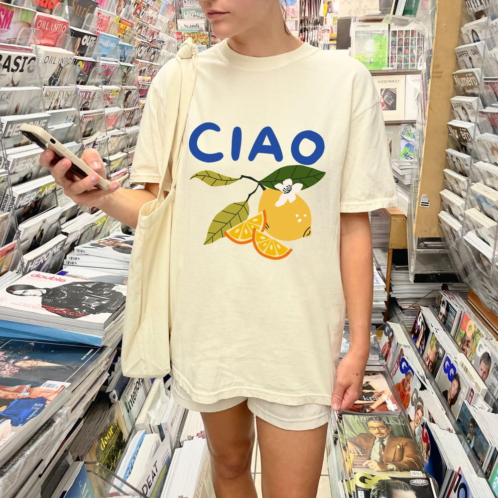 DOPASHIRT Ciao Graphic Tee, Trendy Citrus Fruit Shirt, Retro Lemon Tee ...