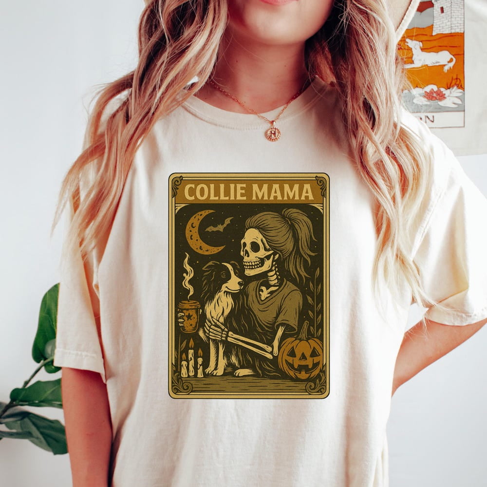 DOPASHIRT Collie Mama Shirt, Hal.Low.Een Border Collie Tarot Card Tee ...