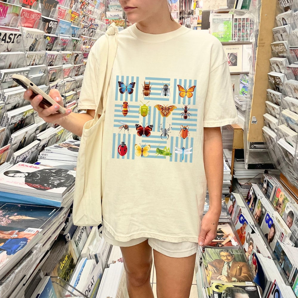 DOPASHIRT Colorful Insect Graphic Tee, Funky Bug Collage Shirt, Retro ...