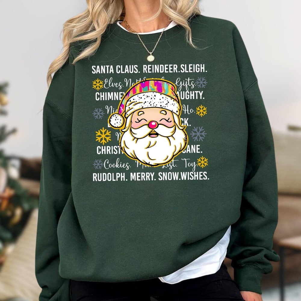 DOPASHIRT Colorful San.Ta Hat Sweatshirt, Xmas Word Sweatshirt, Cute ...
