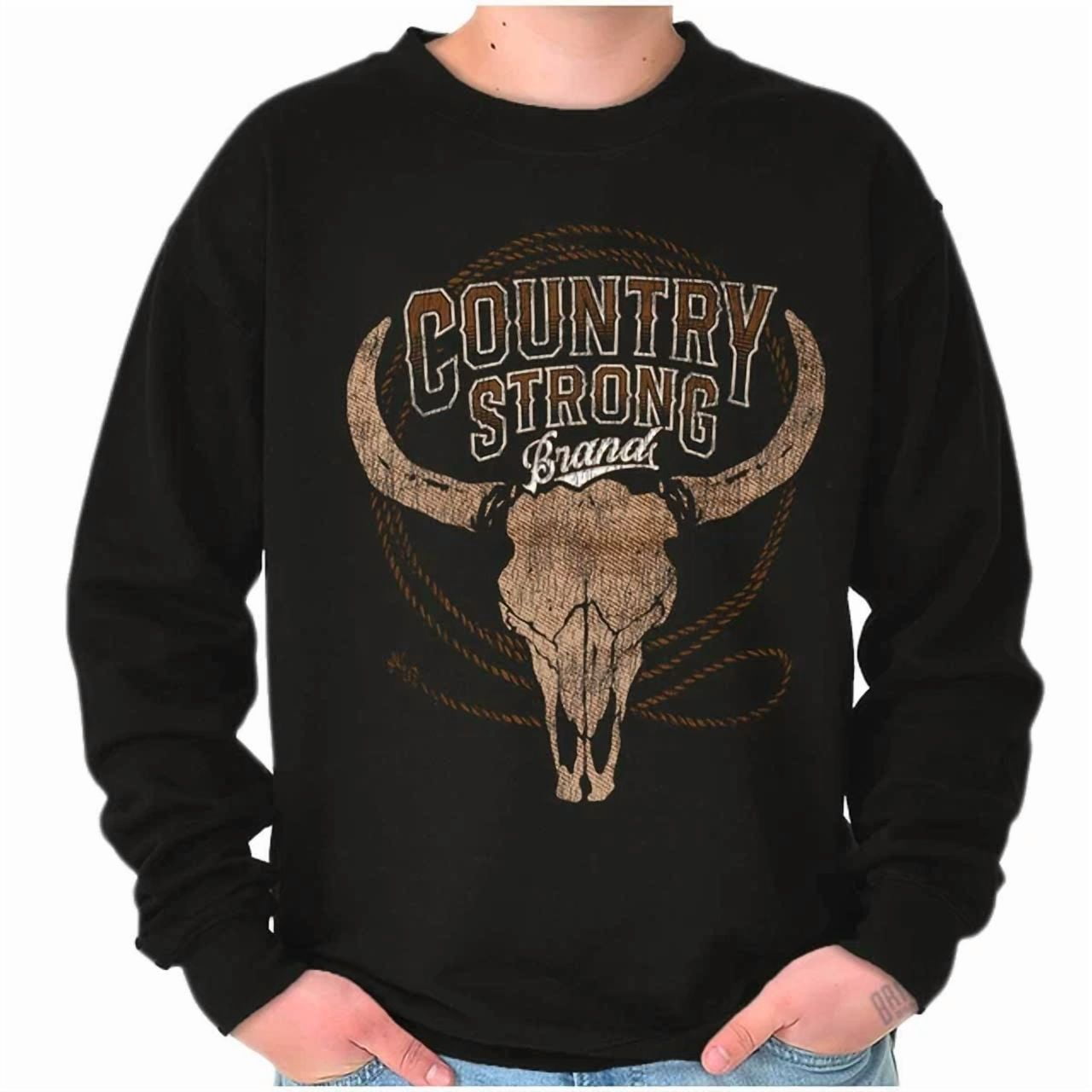 DOPASHIRT Cool Country Strong Brand Bull Skull Lasso Sweatshirt Trendy ...