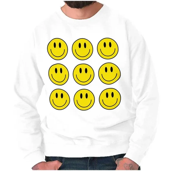 DOPASHIRT Cool Positive Punk Happy Face Smile Emoticon Sweatshirt ...