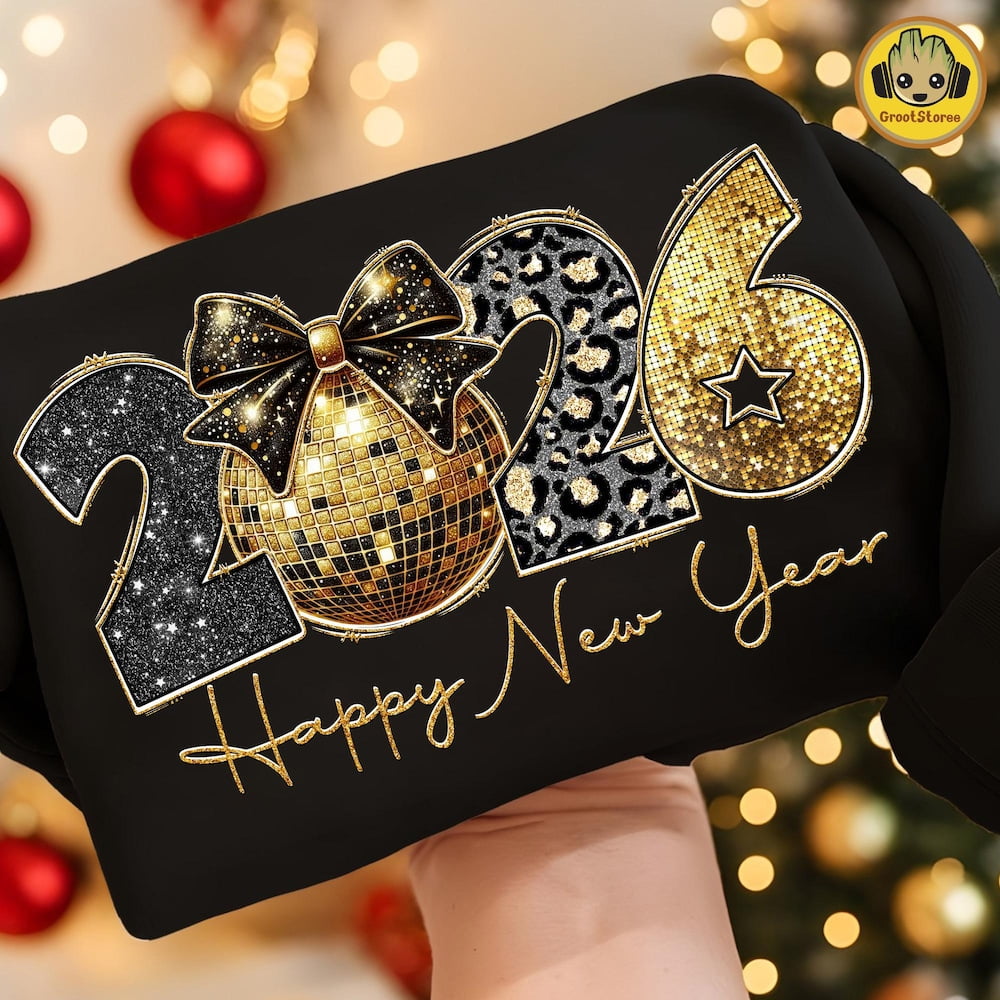 DOPASHIRT Coquette Bow New Year 2026 Shirt Disco Ball Hello 2026 Unisex S-5XL Trendy Shirt ...