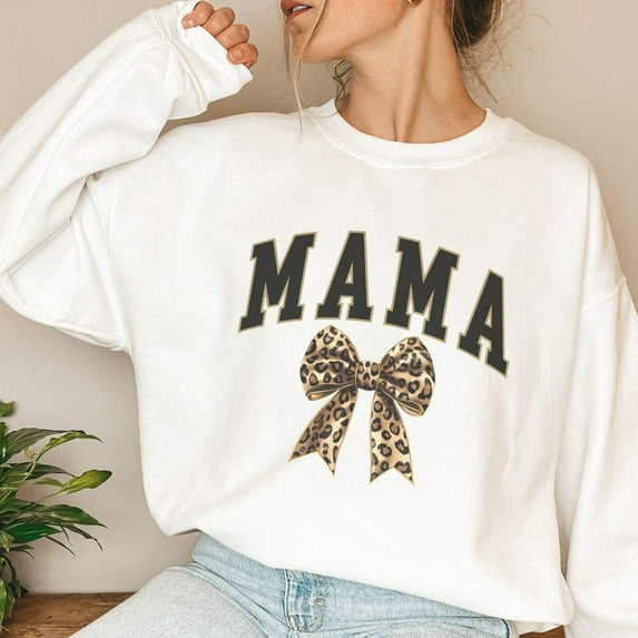 DOPASHIRT Coquette Mama Sweatshirt Leo.Pard Print Bow Gift For Mom ...