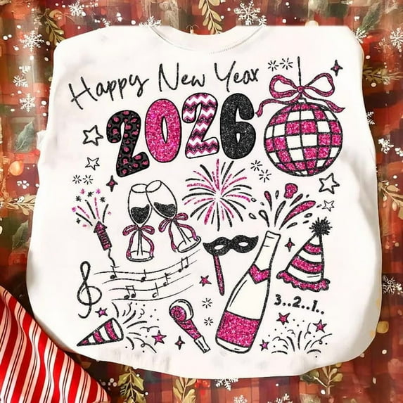 DOPASHIRT Coquette New Year 2026 Shirt Doodle Disco Ball Hello 2026 ...