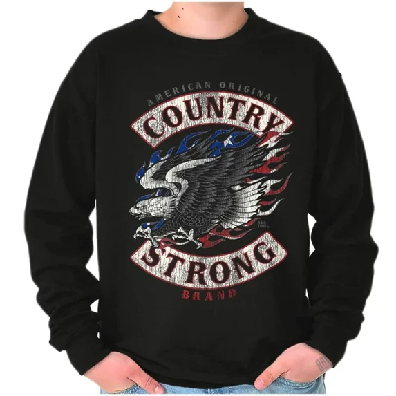 DOPASHIRT Country Strong Brand Usa Flag Eagle Logo Sweatshirt Trendy ...