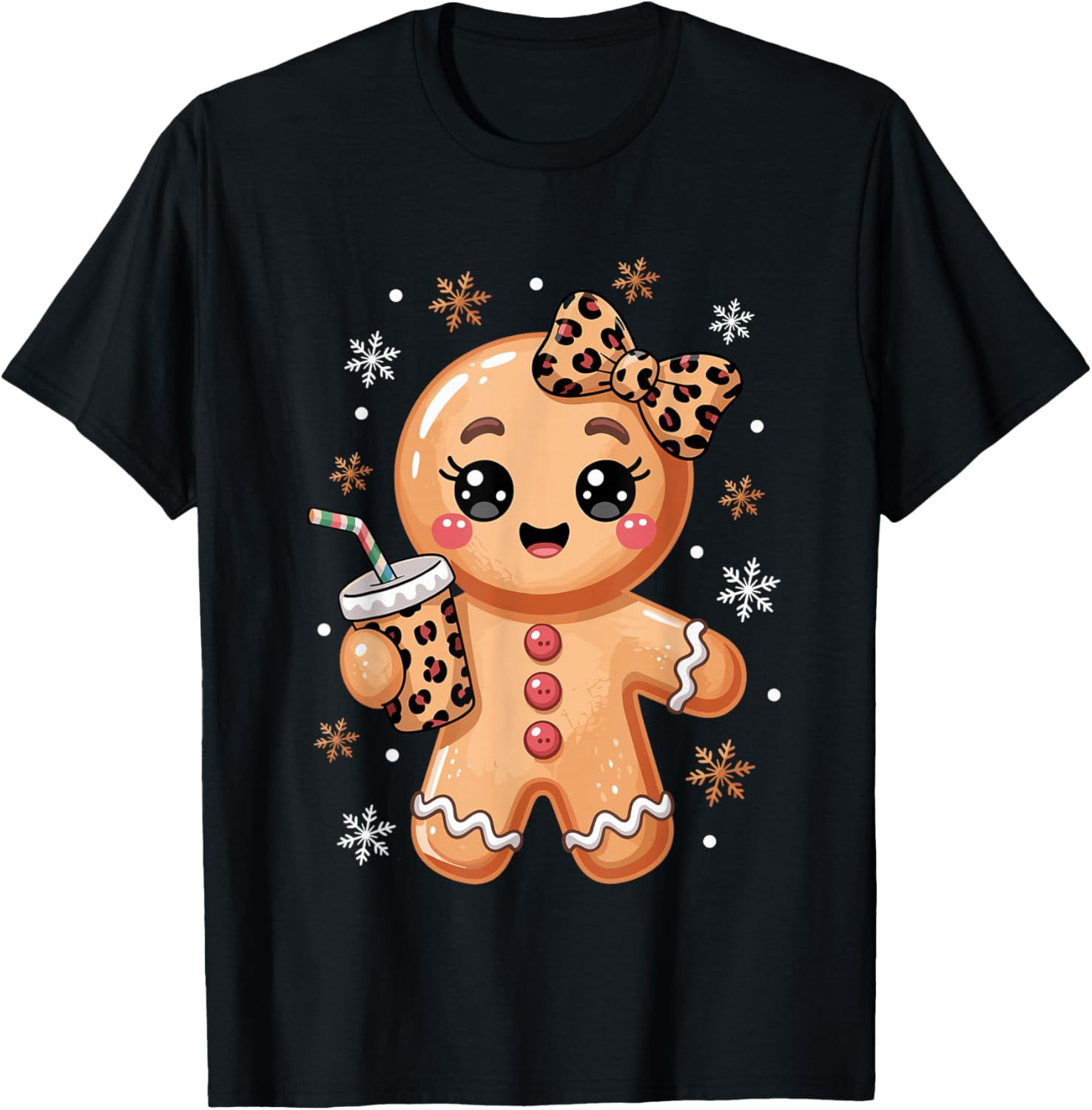 DOPASHIRT Cute Gingerbread Leo.Pard Coquette Bow Noel Gingerbread T ...