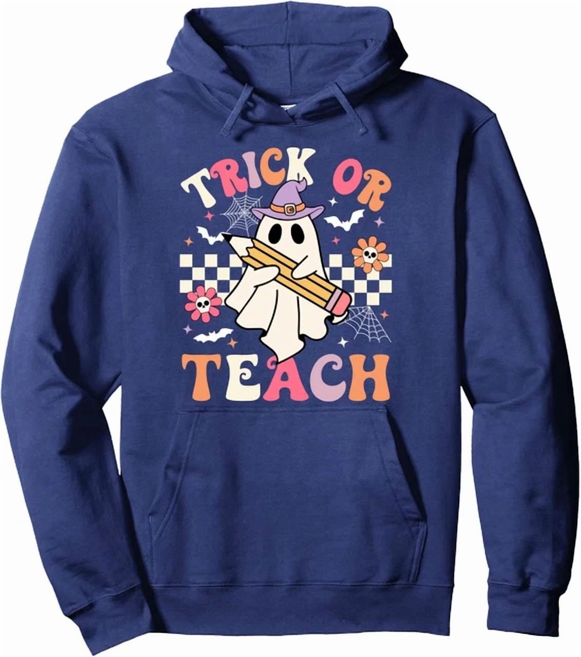 DOPASHIRT Cute Trick Or Teach Groovy Teacher Hal.Low.Een Retro Hoodie ...