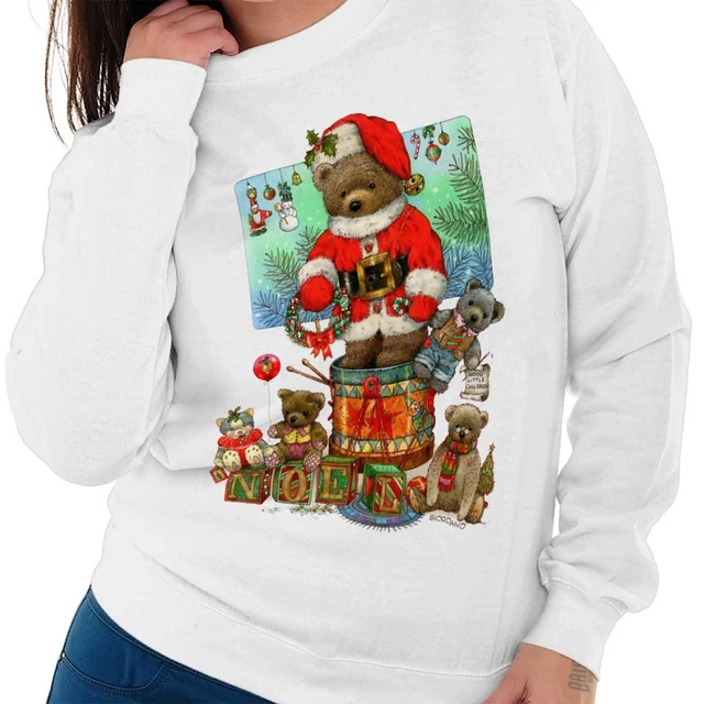 DOPASHIRT Cute Xmas San.Ta Claus Teddy Bear Wreath Sweatshirt Trendy ...