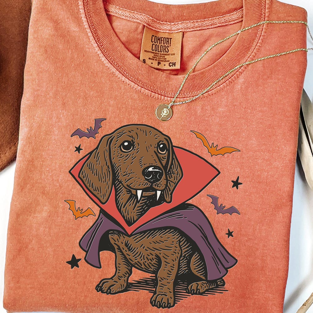 DOPASHIRT Dachshund Vampire Hal.Low.Een Shirt, Dog Mom Shirt, Vintage ...
