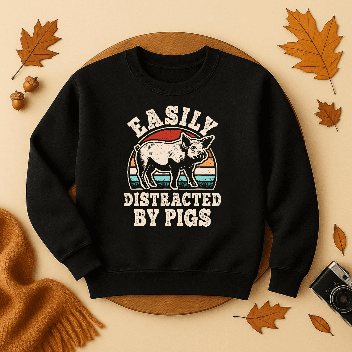 DOPASHIRT Easily Distracted By Pigs Retro Pig Farmer Men Women ...
