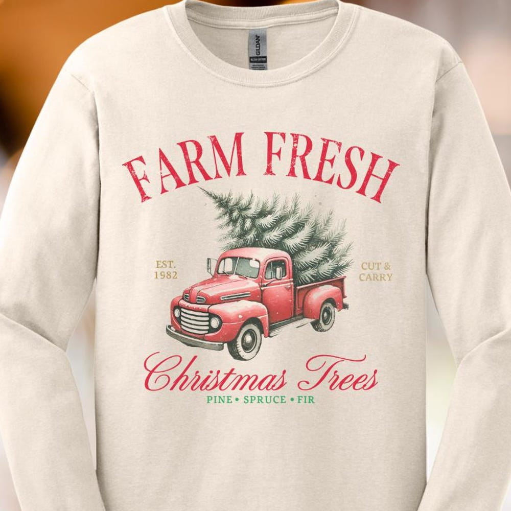 DOPASHIRT Farm Fresh Chri.Stm.As Trees Sweatshirt Long Sleeve Vintage ...