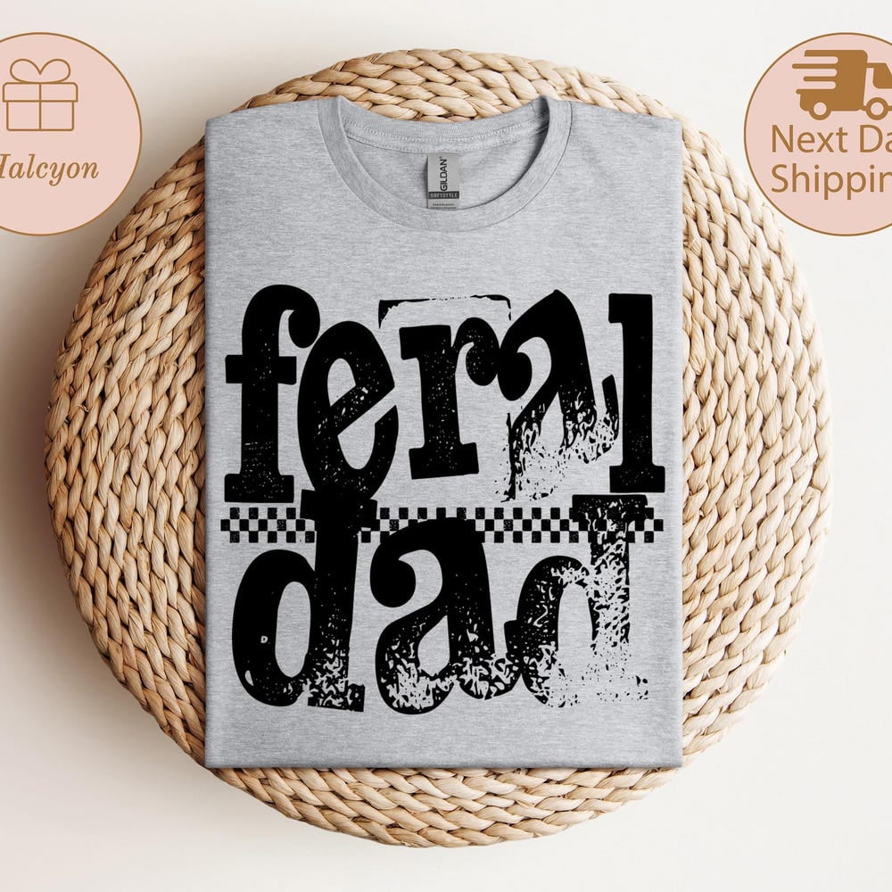 DOPASHIRT Feral Dad Shirt, Funny Dad T-Shirt, Retro Checkered Dad Shirt ...