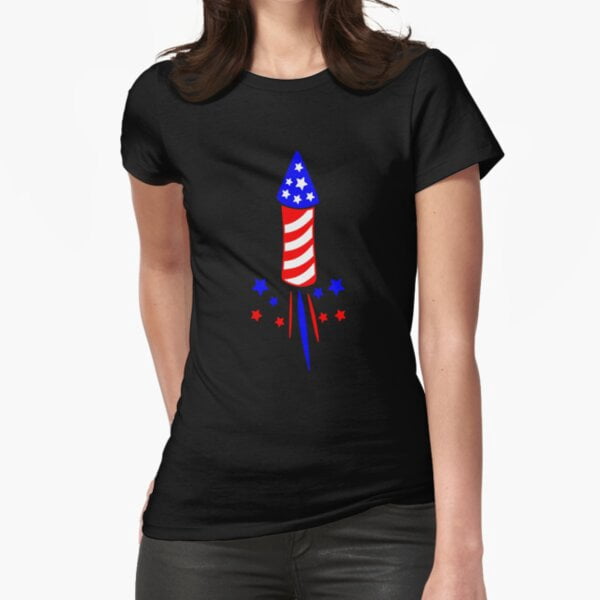 DOPASHIRT Firecracker Burst Fireworks Celebration Usa Flag Style Rocket ...