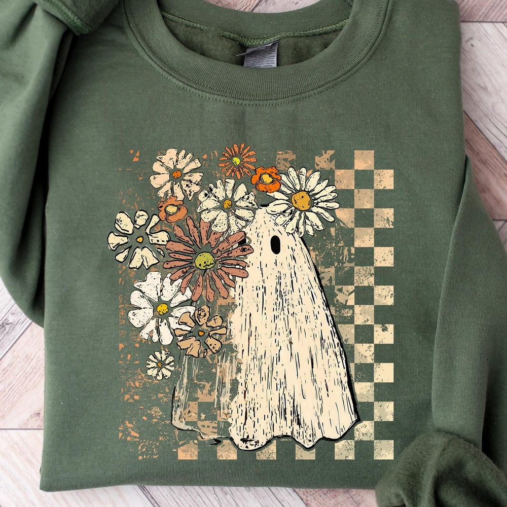 DOPASHIRT Floral Ghost Sweatshirt, Spooky Season Tee, Hal.Low.Een Party ...