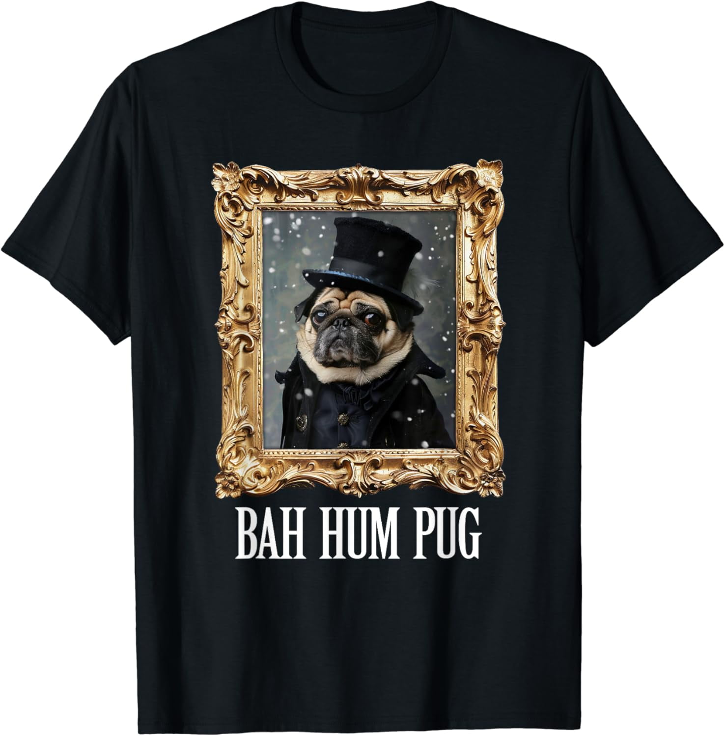 DOPASHIRT Funny Dog Bah Hum Pug Noel Pet Photo Old Frame T-Shirt Unisex ...