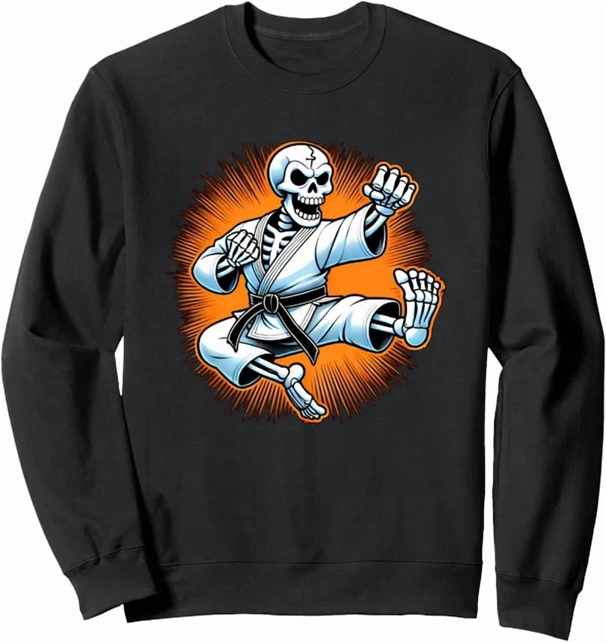 DOPASHIRT Funny Karate Hal.Low.Een Skeleton Crewneck Sweatshirt Trendy ...