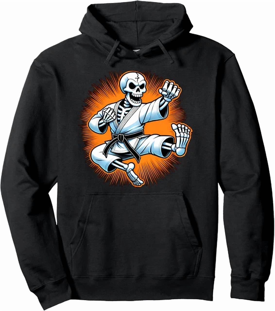 DOPASHIRT Funny Karate Hal.Low.Een Skeleton Hoodie Outdoor Hoodie ...