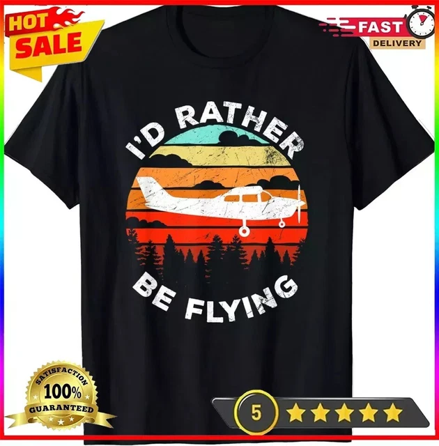 DOPASHIRT Funny Pilot Gift I'D Rather Be Flying Retro C172 Airplane T ...