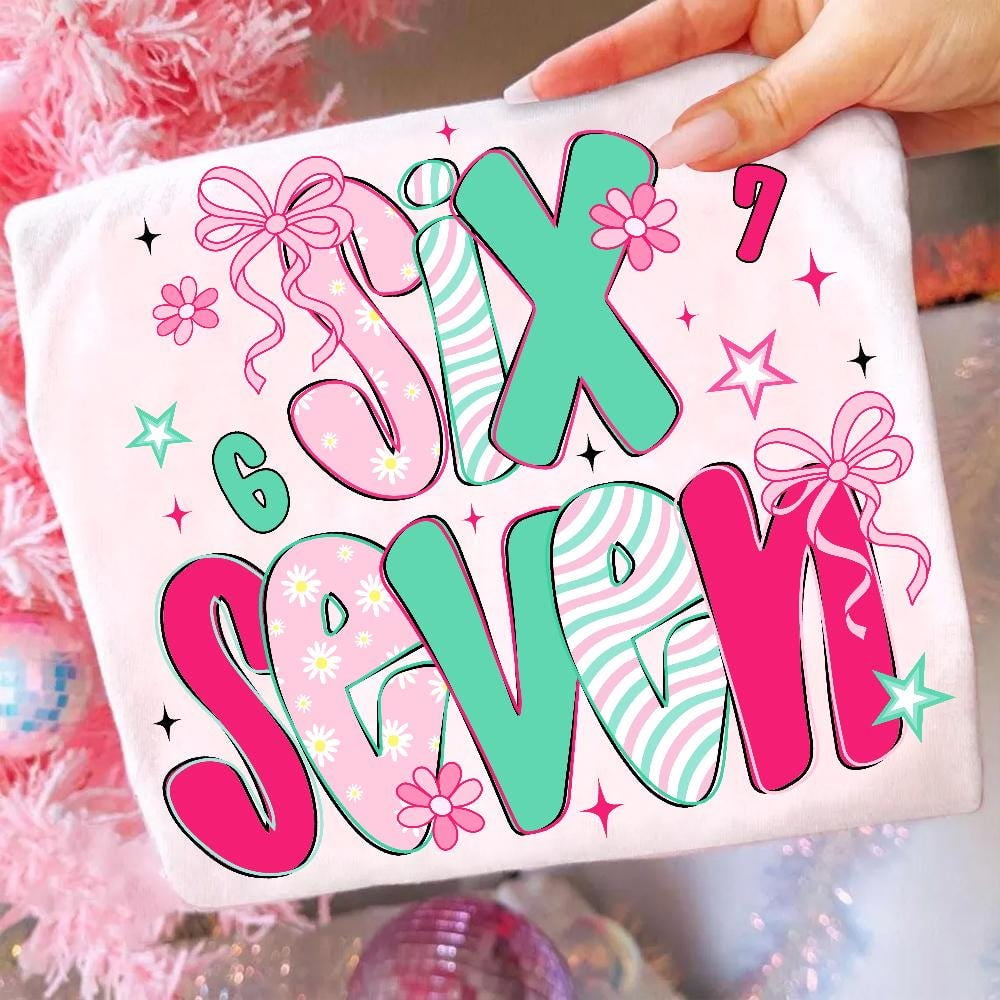 DOPASHIRT Funny Six Seven Coquette Bow Shirt, Girly Floral Design, 6 7 ...