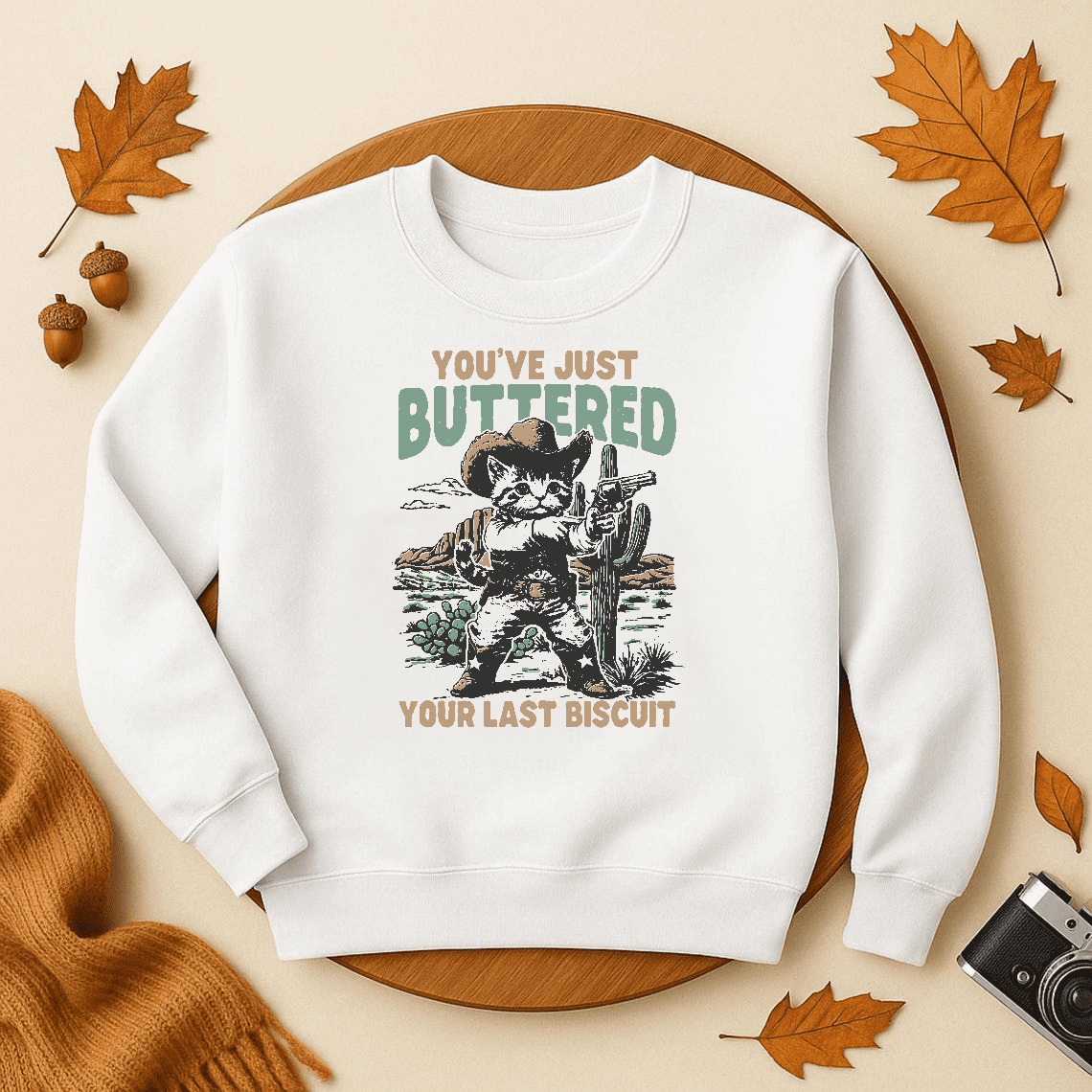 DOPASHIRT Funny Sweatshirt, Cowboy Cat Sweatshirt, You'Ve Just Buttered ...