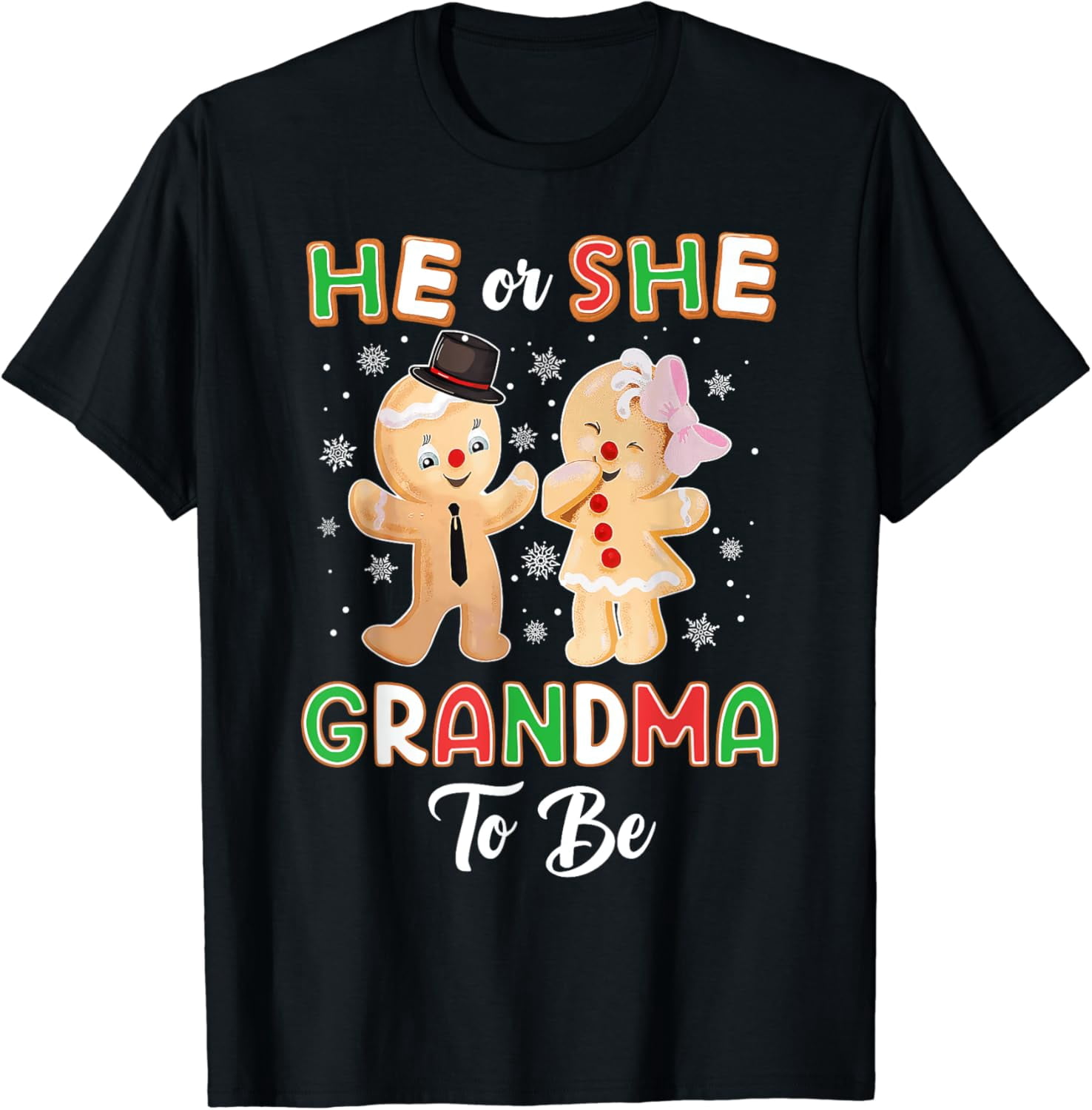 DOPASHIRT Gingerbread He Or She Grandma To Be Chris.Tmas Gender Reveal ...