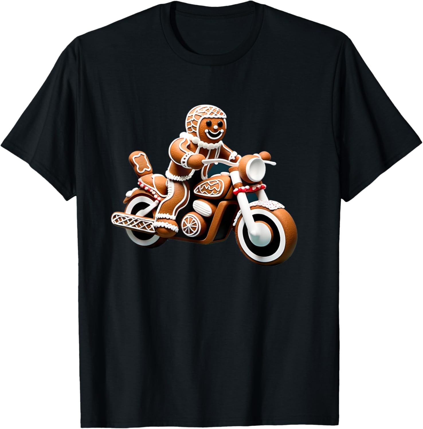 DOPASHIRT Gingerbread Man Biker Riding A Motorcycle On Noel T-Shirt ...