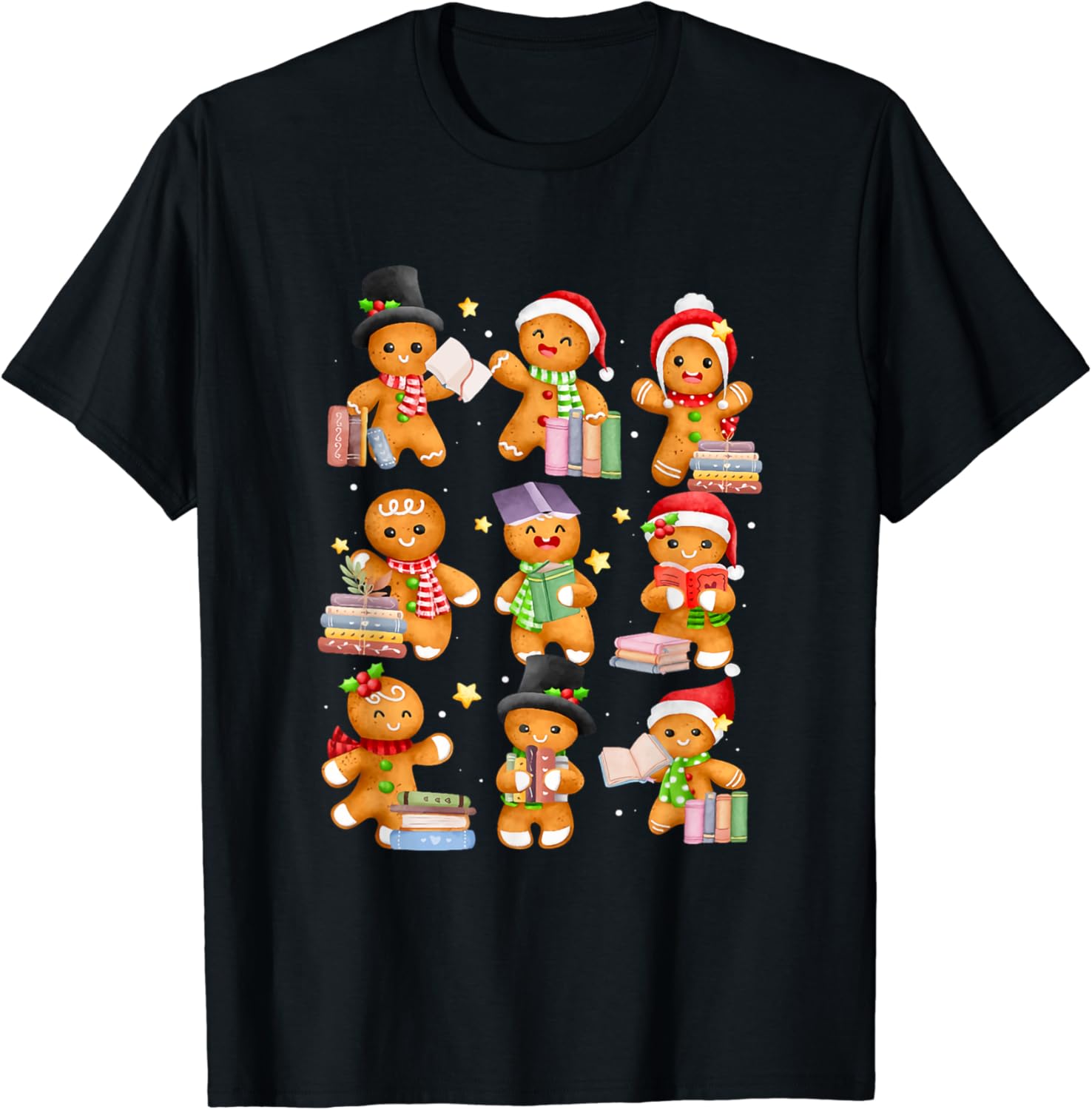DOPASHIRT Gingerbread Reading Noel Teacher Librarian Bookwor.M T-Shirt ...