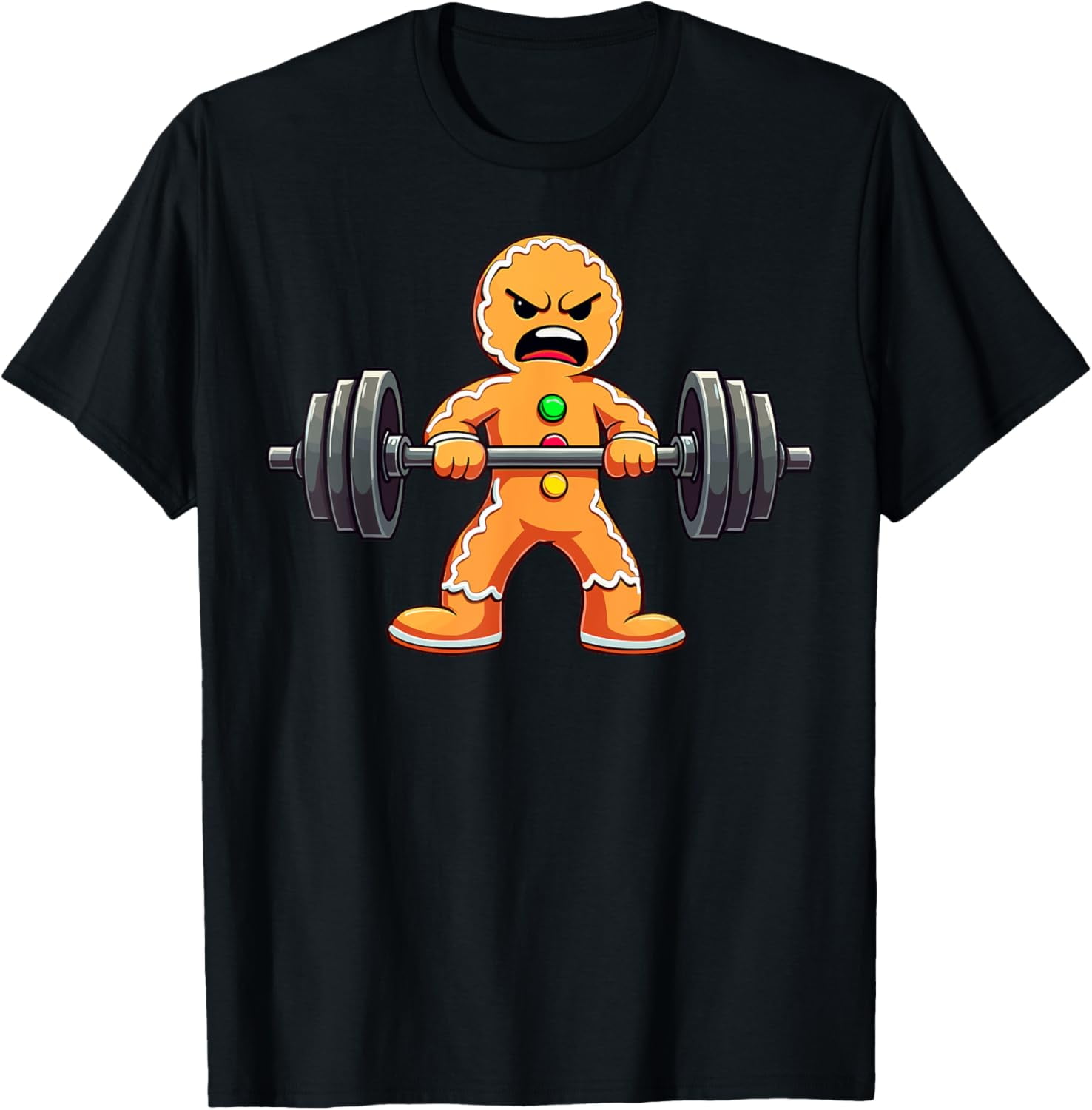 DOPASHIRT Gingerbread Weightlifter Noel Powerlifting Noel Gym T-Shirt ...
