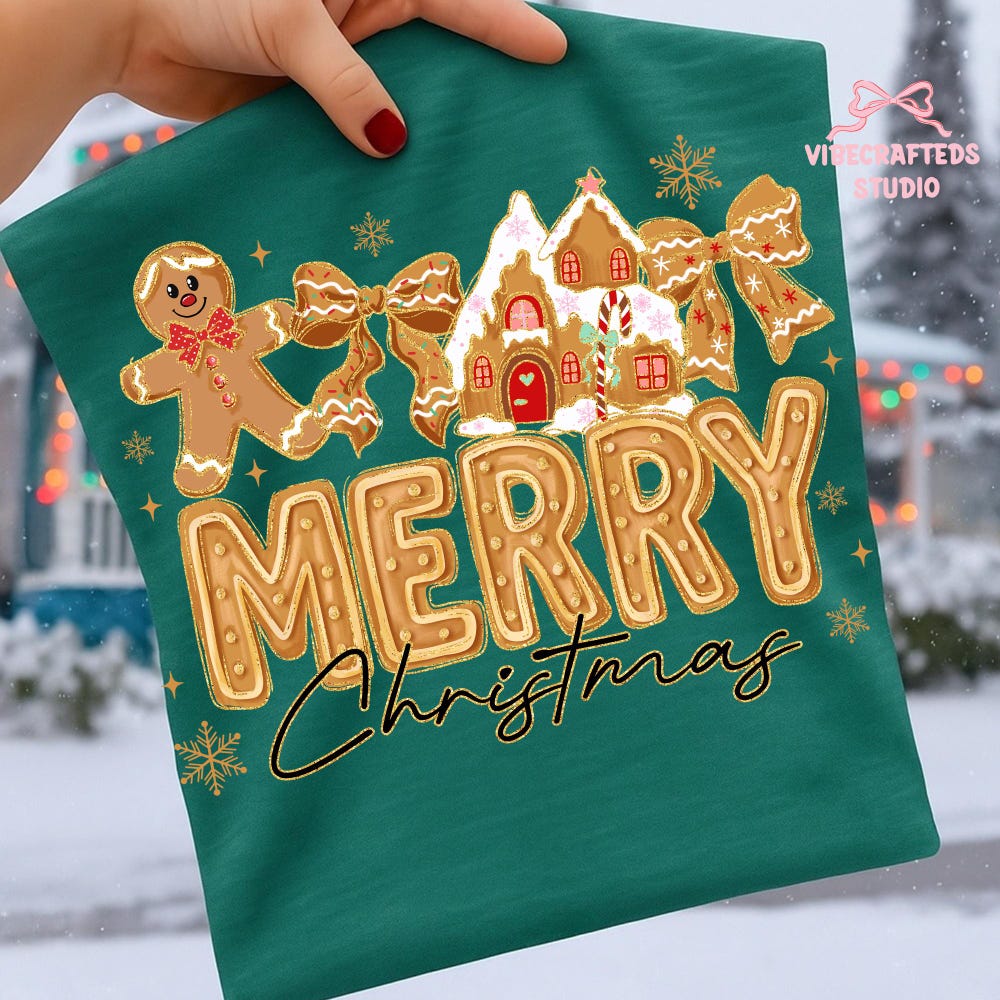 DOPASHIRT Glitter Style Retro Gingerbread Doodles Shirt, Merry Noel ...