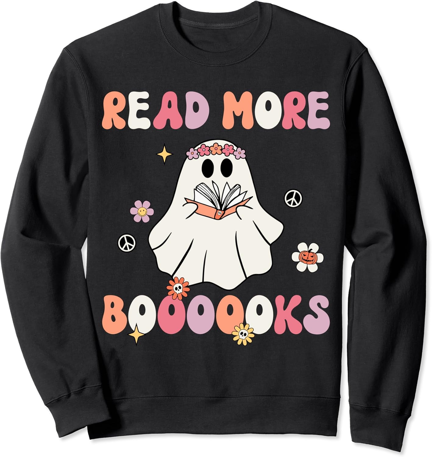 DOPASHIRT Groovy Retro Hal.Low.Een Read More Books Cute Boo Read A Book ...
