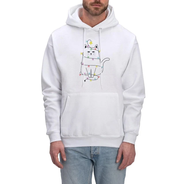 DOPASHIRT Grumpy Xmas Cat With String Of Lights Men'S Hoodie Outdoor ...